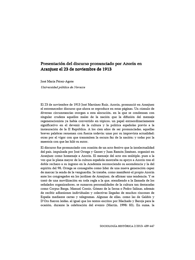 SH 2013 2 Perez-Agote Presentacion y Discurso | PDF | Sociología | España