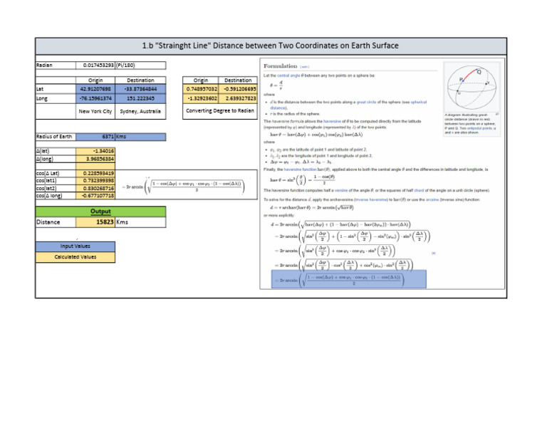 Distance Calculation Between Coordinates | PDF