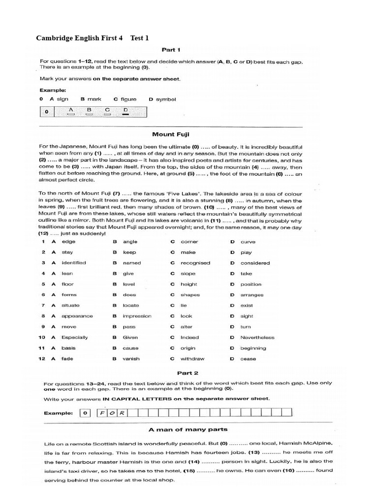 Cambridge English First 4 Test 1 | PDF
