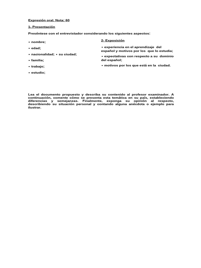 DUCLE - Examen ORAL | PDF