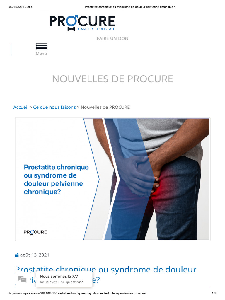 Prostatite chronique et douleur pelvienne | PDF | Douleur | Prostate