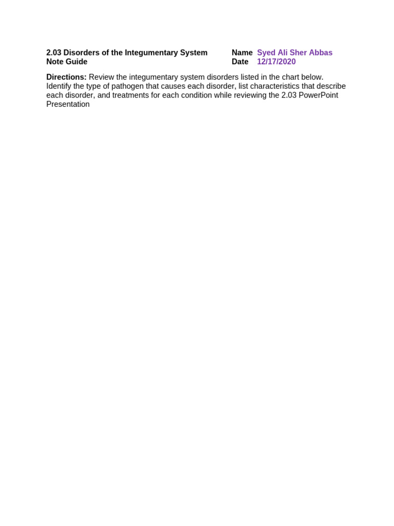 HS1 Disorders of Integumentary system | PDF | Skin Cancer | Infection