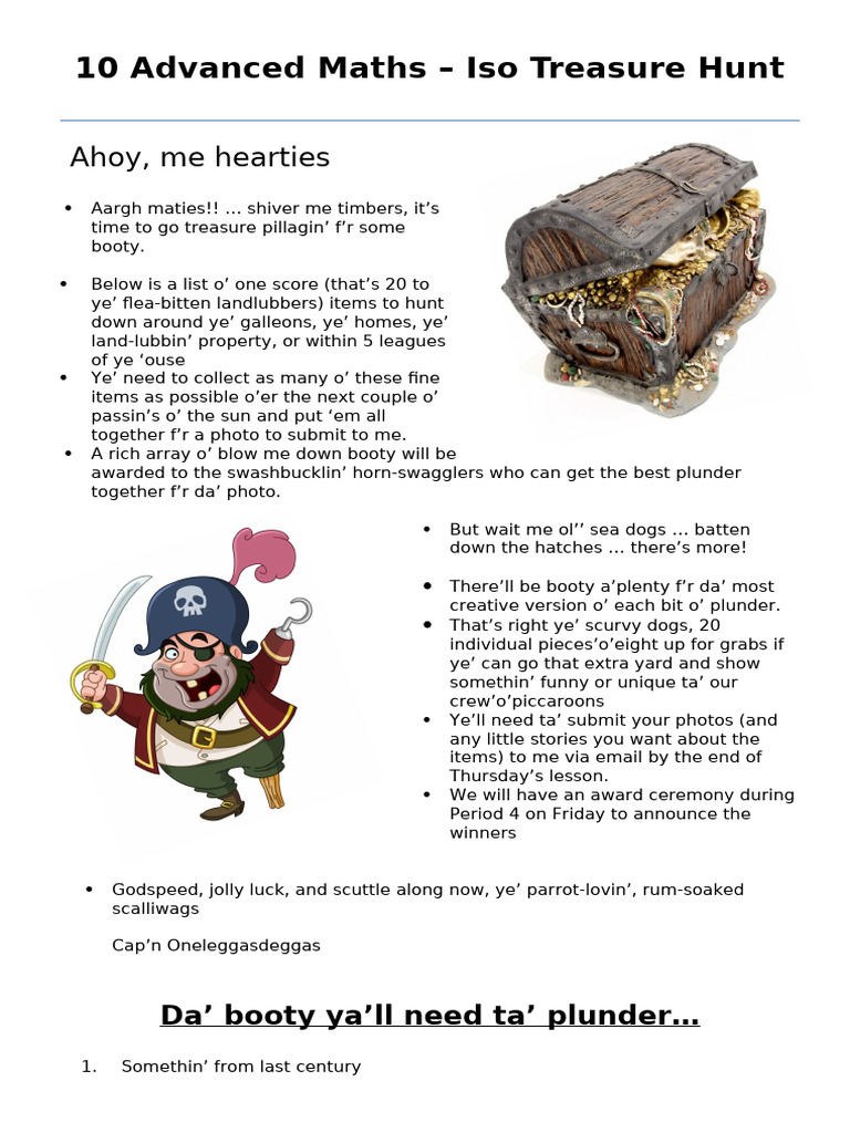 10 Advanced Maths - Iso Treasure Hunt | PDF