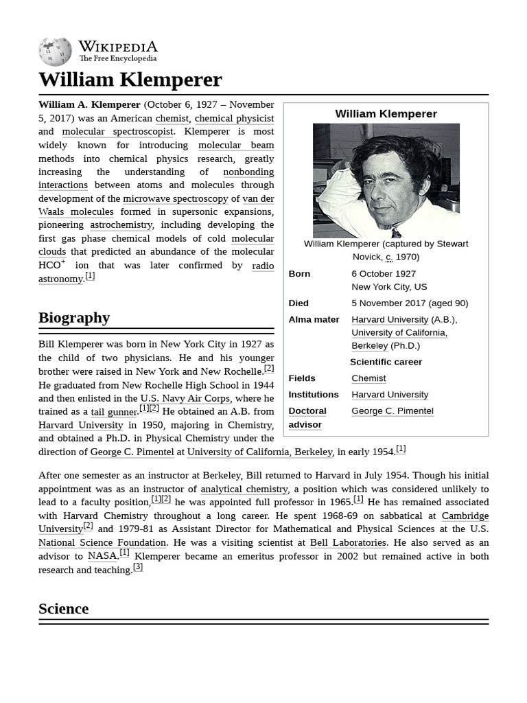 William_Klemperer | PDF | Physics | Chemistry