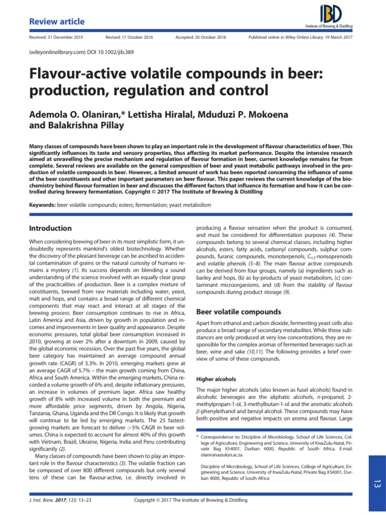 139 Flavor - Active - Volatile - Compounds - in - Beer | PDF | Beer ...