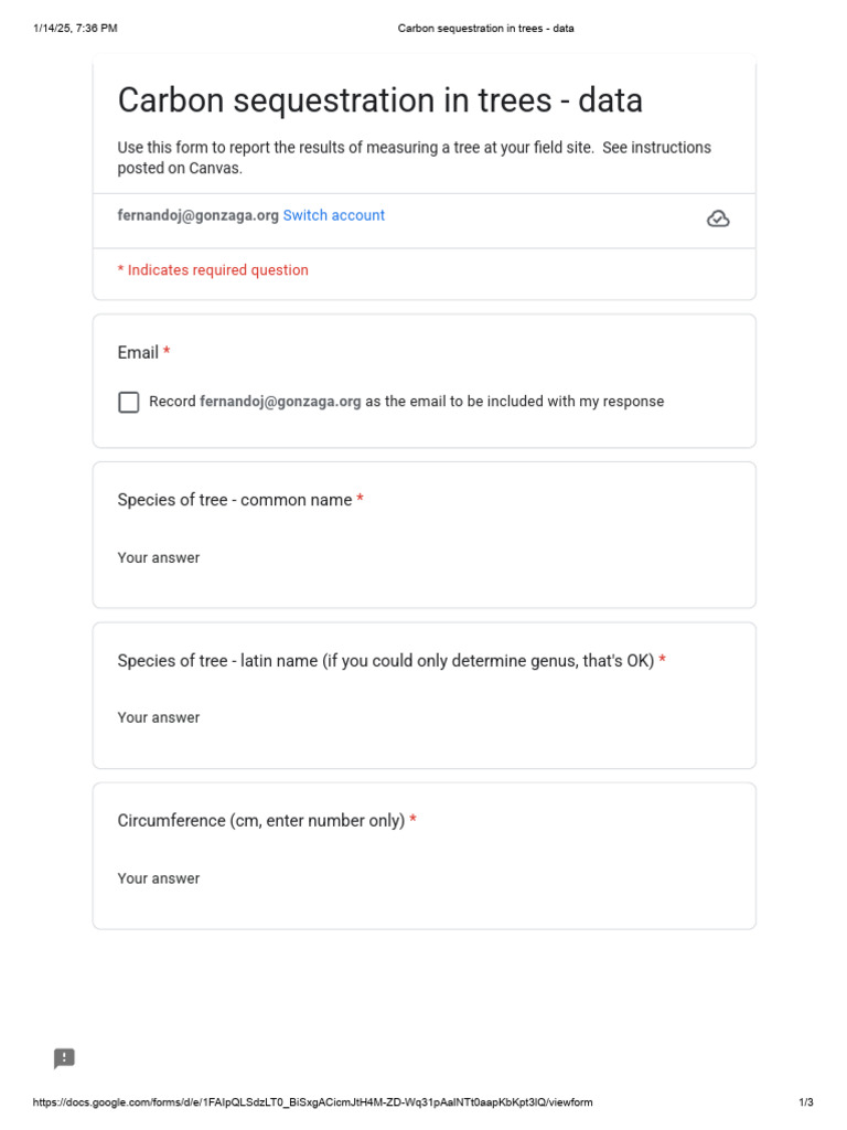 Carbon Sequestration in Trees - Data | PDF