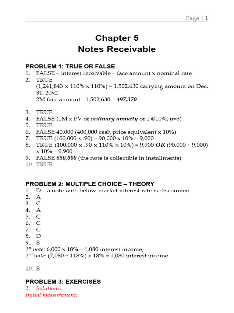 Chapter 5 Notes Receivable | PDF | Present Value | Financial Accounting