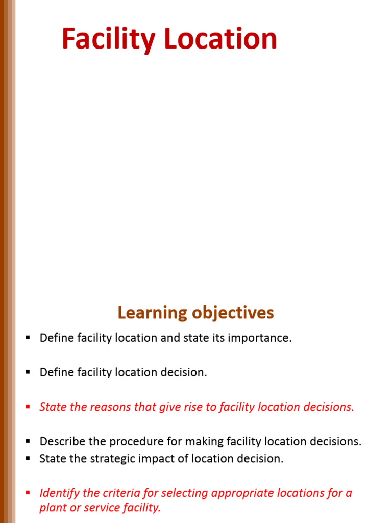 Facility Location Decision Methods | PDF | Labour Economics | Supply Chain