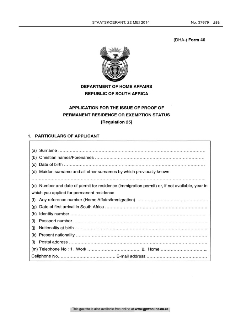 Form-46_Proof_of_PR | PDF | Nationality | Identity Document