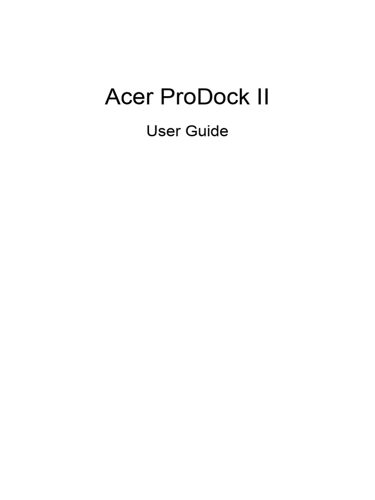 Acer ProDock II Safety Guide | PDF | Usb | Ac Power Plugs And Sockets