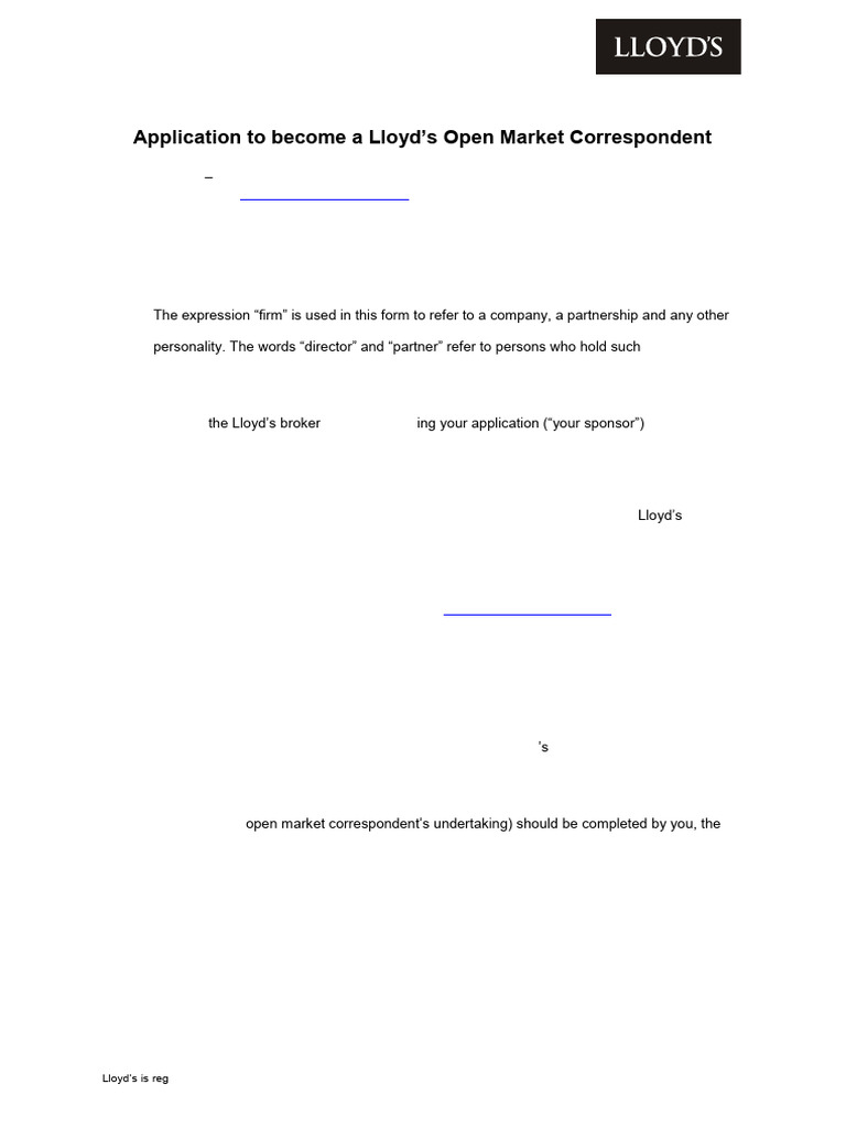 Lloyd's OMC Application Form Guide | PDF | Insurance | Professional ...