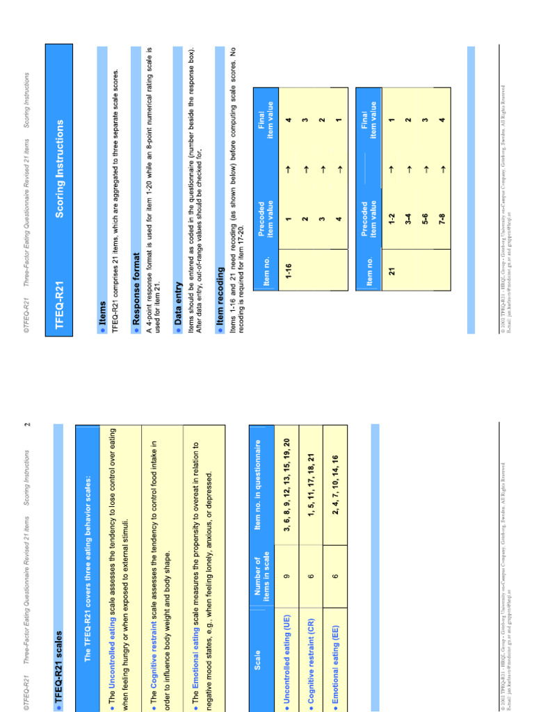 Interpretação Escala Tfeq-R21 | PDF