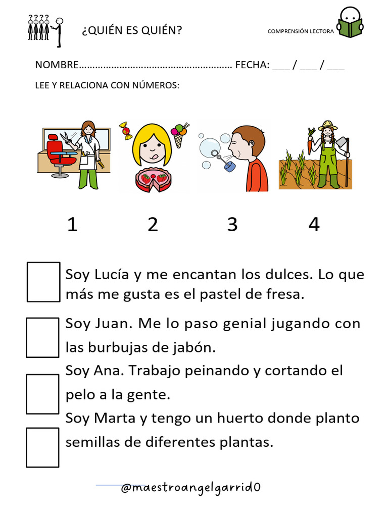 Comprensión Lectora: ¿Quién es Quién? | PDF