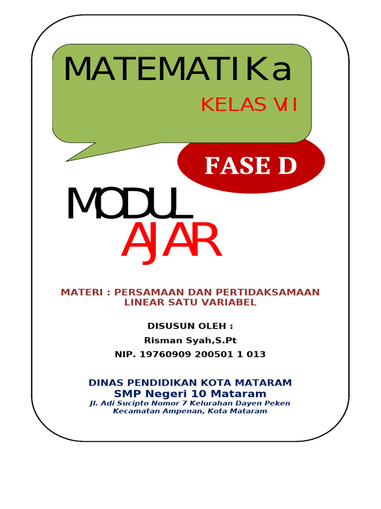 MODUL PLSV Dan PTSLV Kelas 7 | PDF