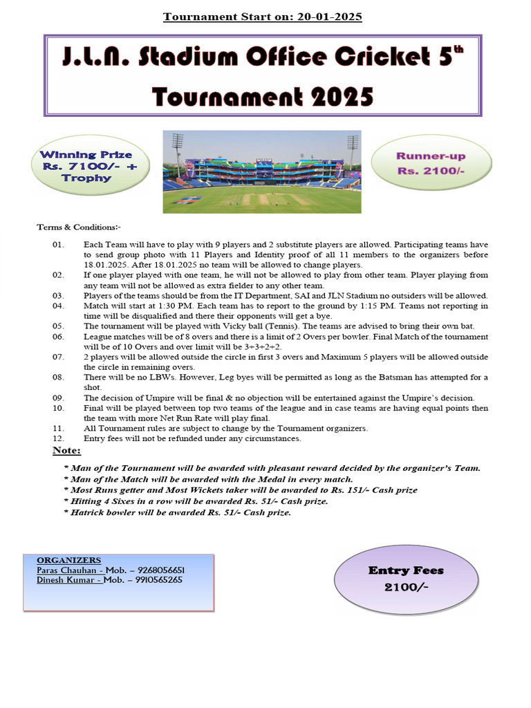Vizag IT Department Tournament Rules | PDF | Summer Sports | Ball And ...