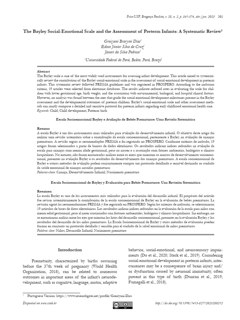 Bayley Scale Review for Preterm Infants | PDF | Systematic Review ...