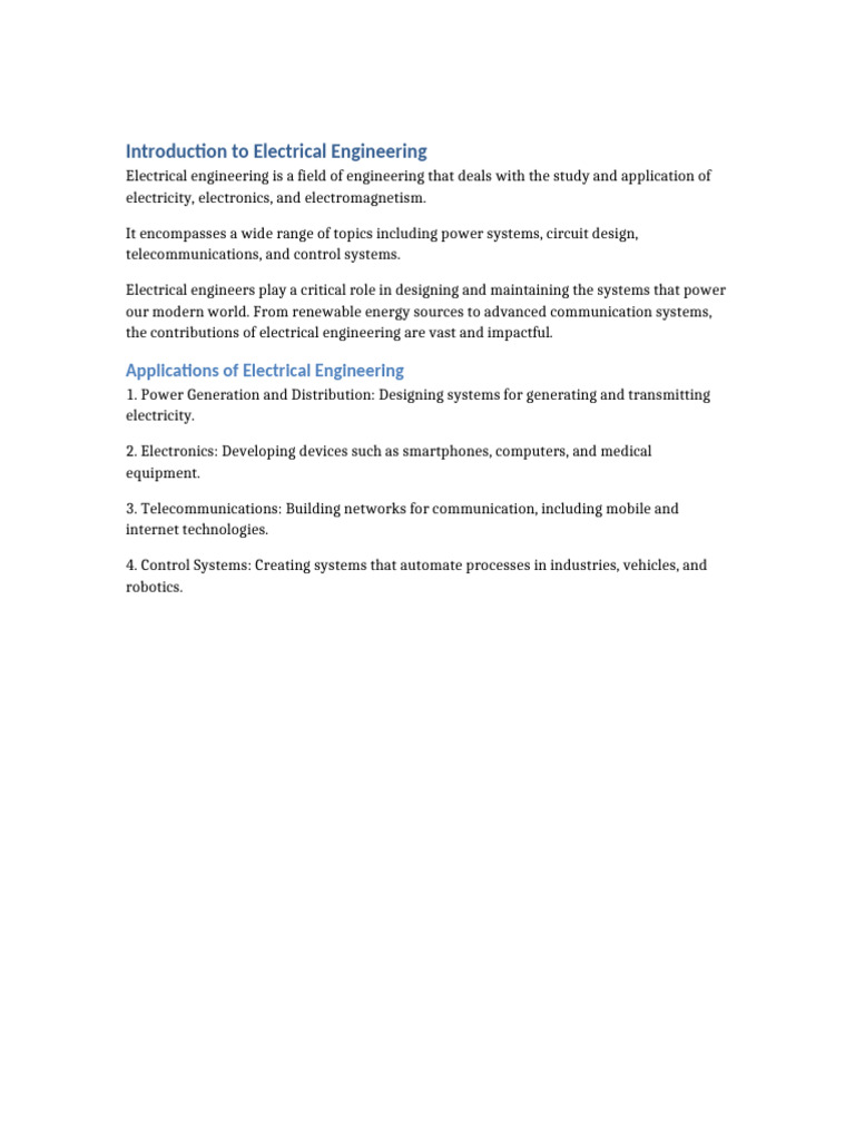 Introduction to Electrical Engineering | PDF