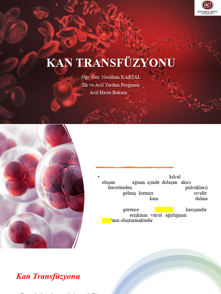 9. Hafta Kan Transfüzyonu | PDF