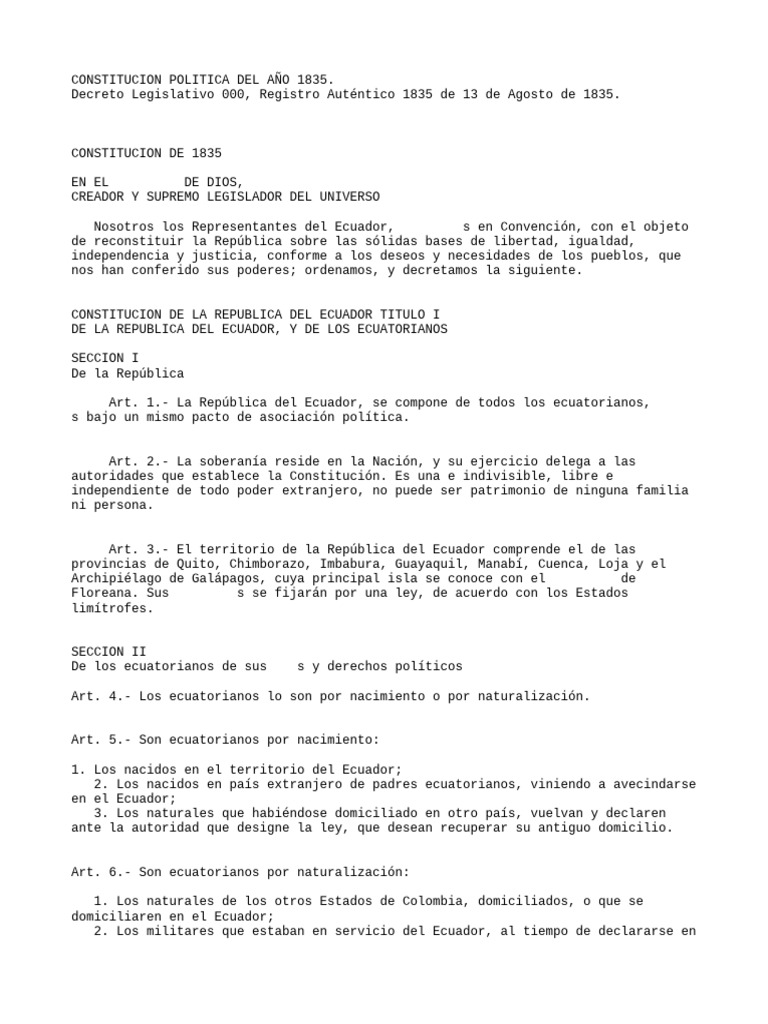 Constitución del Ecuador 1835 | PDF | Judicaturas | Ecuador