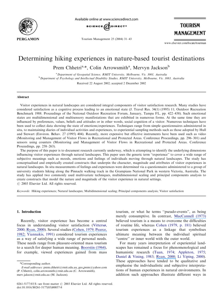 Hiking Experience in Natural Landscapes | PDF | Principal Component ...