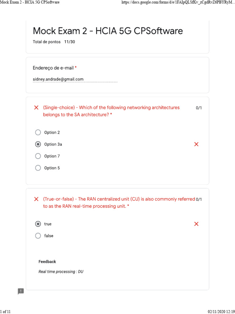 Mock Exam 2 - HCIA 5G CPSoftware | PDF