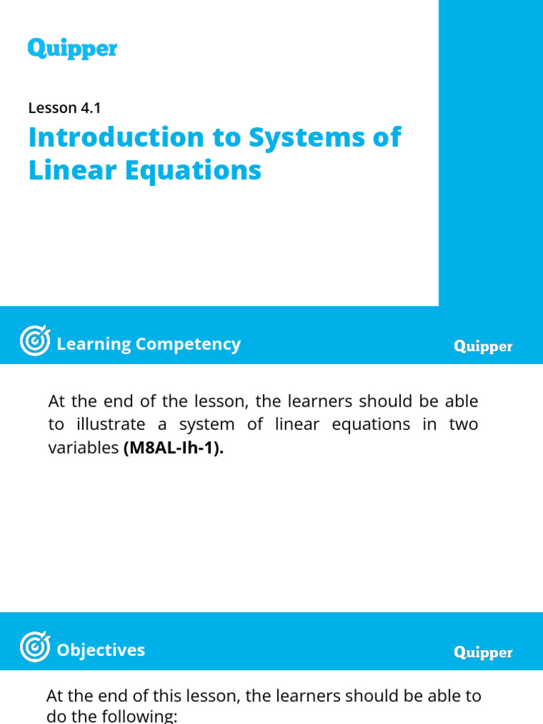 ME Math 8 Q1 0401 PS | PDF | Equations | System Of Linear Equations