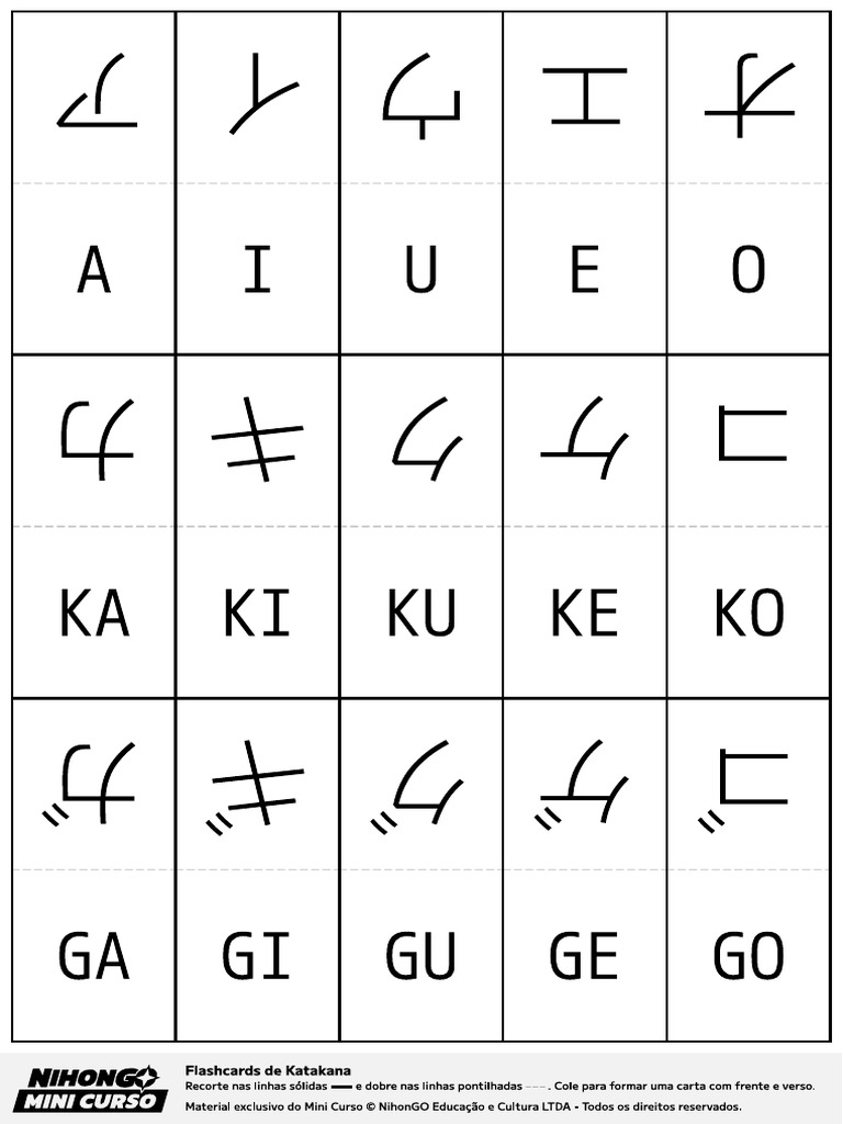 Nihongo Minicurso Flashcards Katakana | PDF