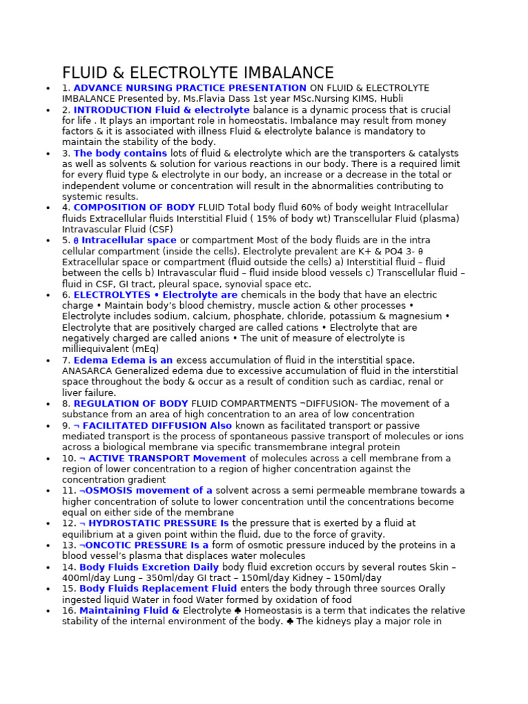 FLUID Ms.Flavia Dass | PDF | Electrolyte | Potassium