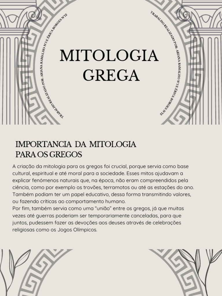Importância da Mitologia Grega | PDF | Zeus | Mitologia