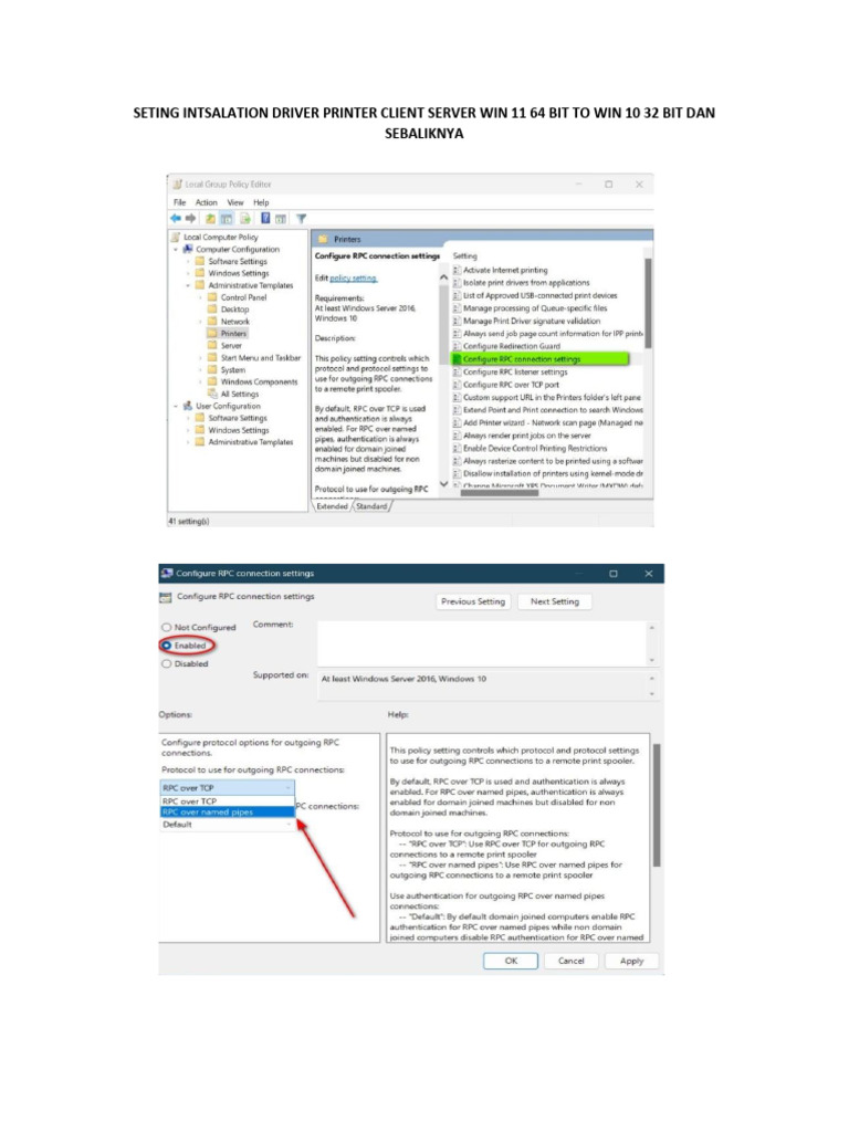 Seting Driver Instalation Printer Client Server | PDF