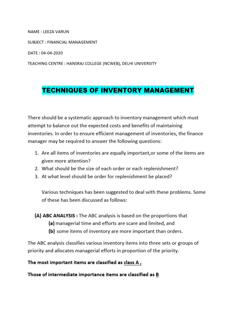 TECHNIQUES_OF_INVENTORY_MANAGEMENT-converted | PDF | Inventory | Economies