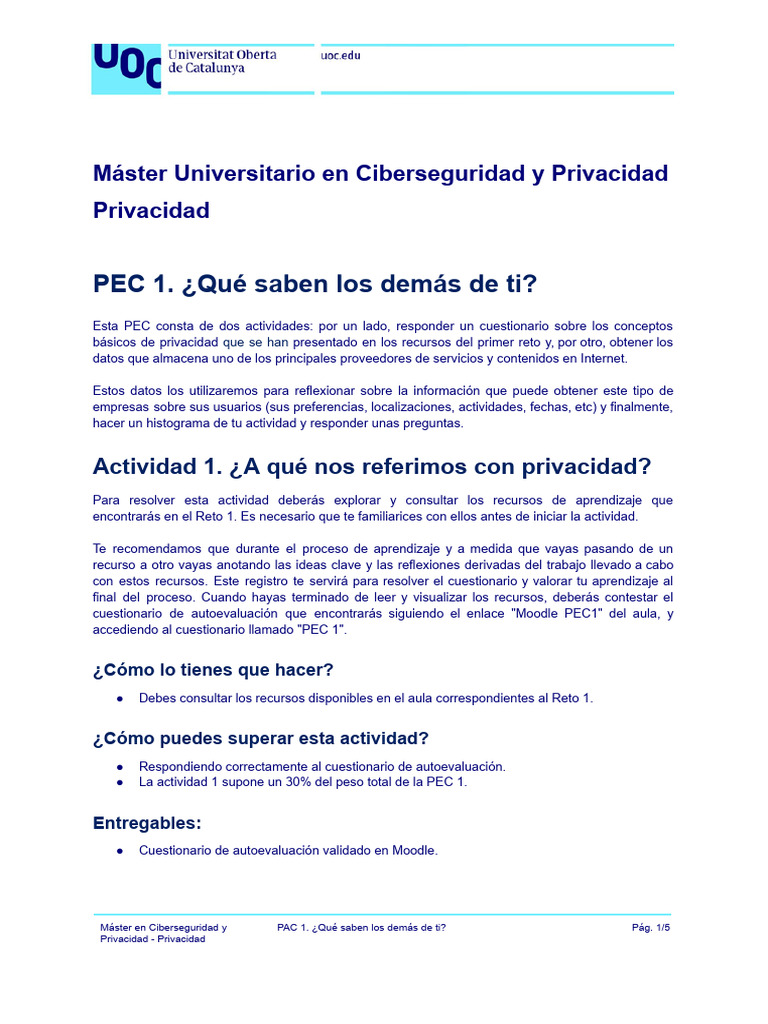 M1.871 Pec 1 | PDF | Privacidad en internet | Youtube