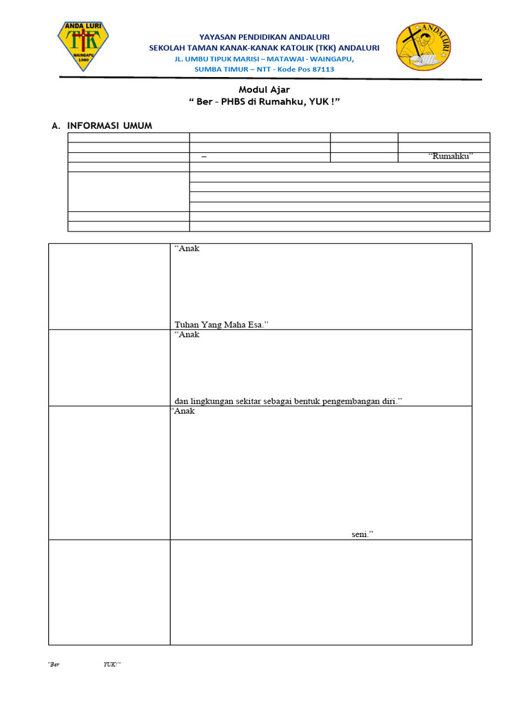 Modul Ajar PHBS Agustina Rambu Hada Inda | PDF