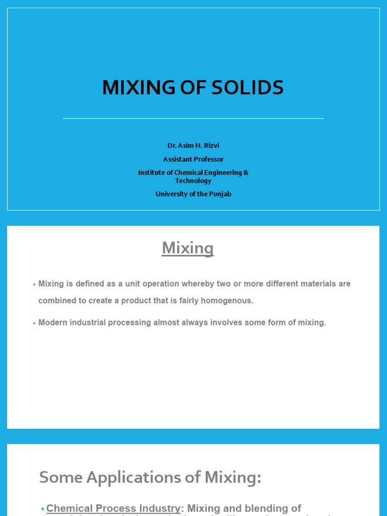 Solid Mixing Techniques & Equipment | PDF