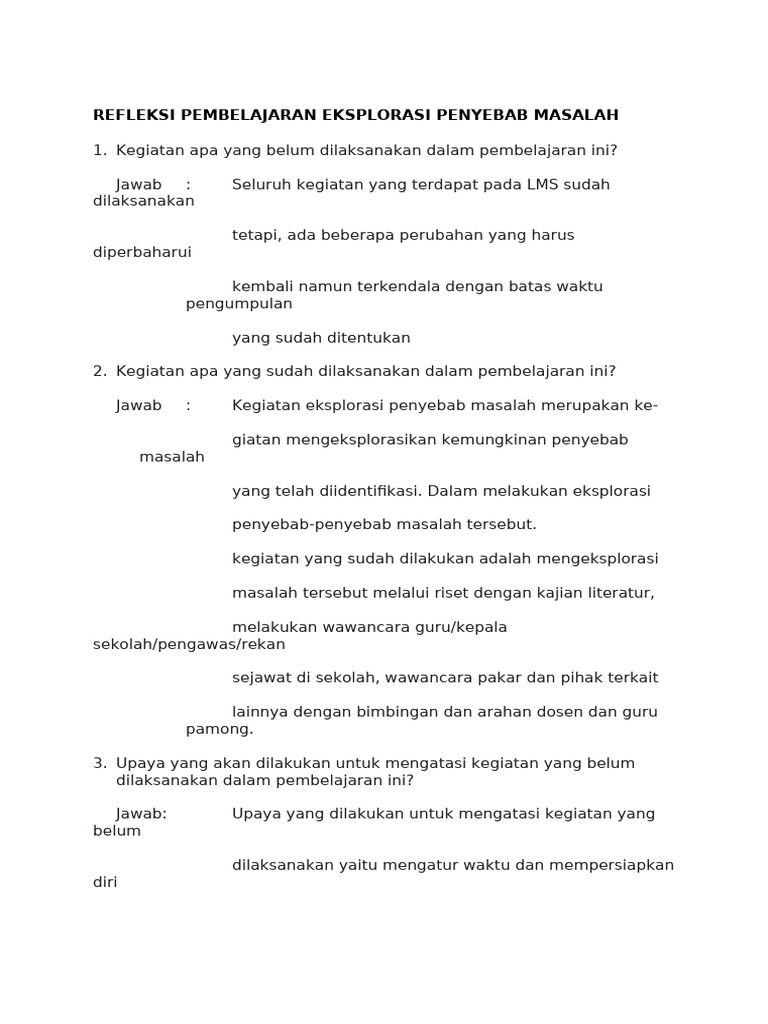 Refleksi Eksplorasi Penyebab Masalah | PDF