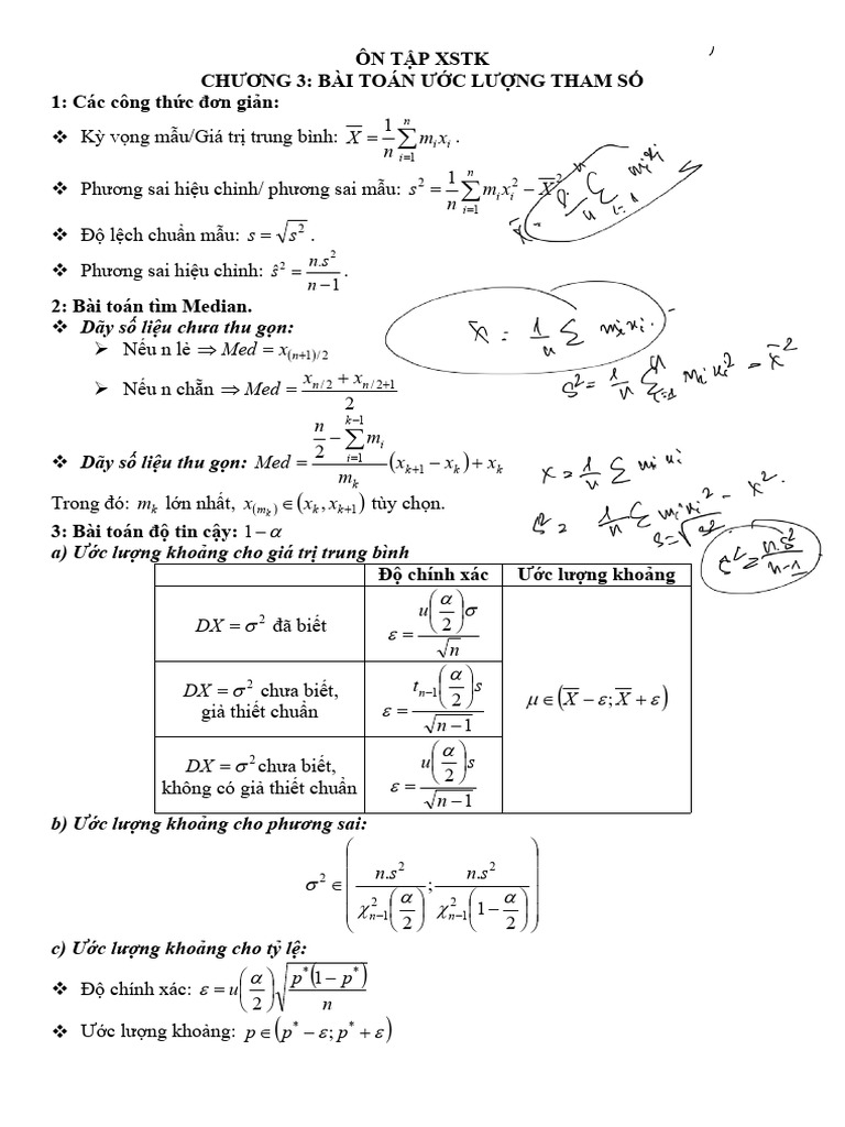 ÔN TẬP XSTK - Thi A3 | PDF