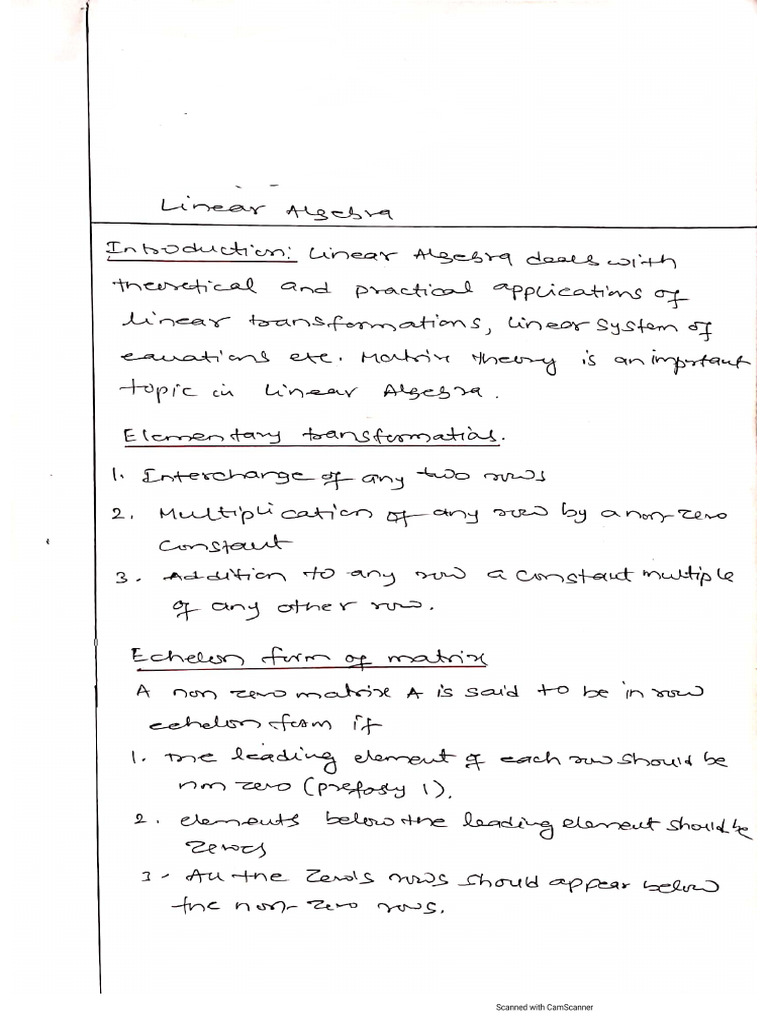 Module 5- Linear Algebra Notes | PDF