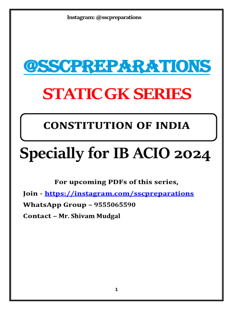 Constitution of India - Indian Polity Notes For SSC CGL 2025 and RRB ...