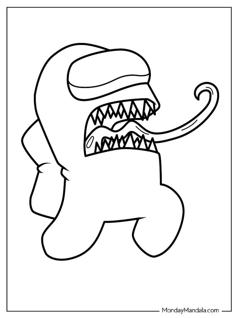Easy Among Us Imposter With Tongue Out | PDF