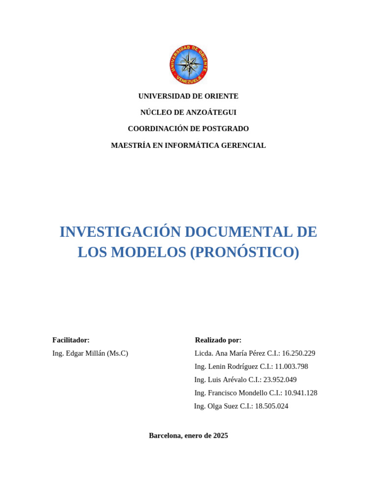 Inv. Documental de Los Modelos PRONOSTICO - FMV | PDF | Análisis de regresión | Cadena de suministro