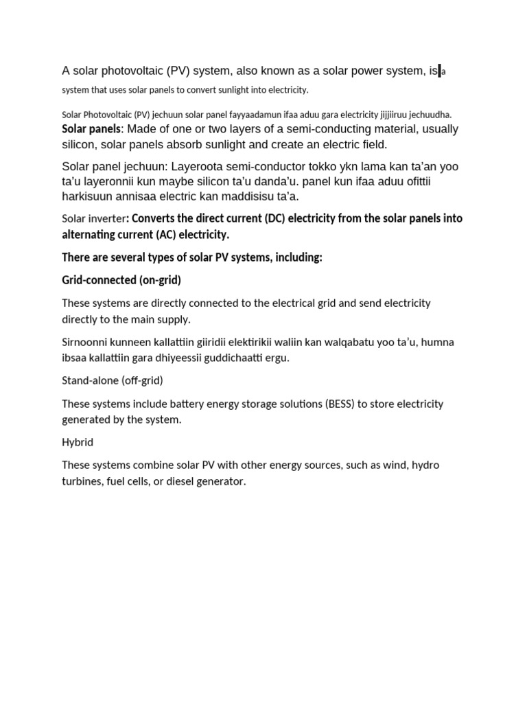 Overview of Solar PV Systems | PDF