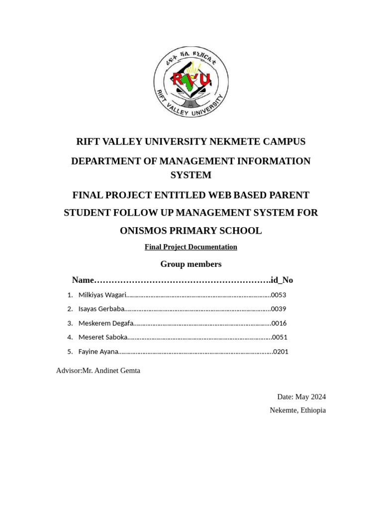 Web Based Parent Student Follow Up Management System For Onismos | PDF ...