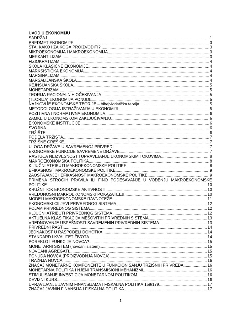 Uvod U Ekonomiju | PDF