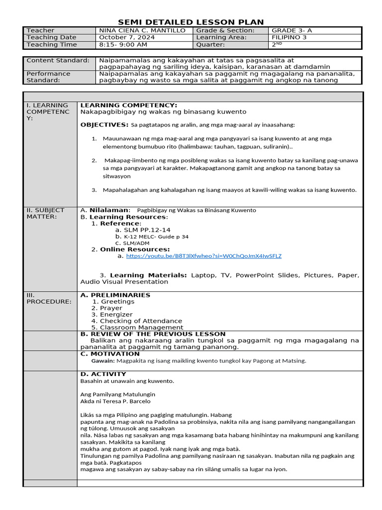 Filipino Q2 - Day 1 | PDF