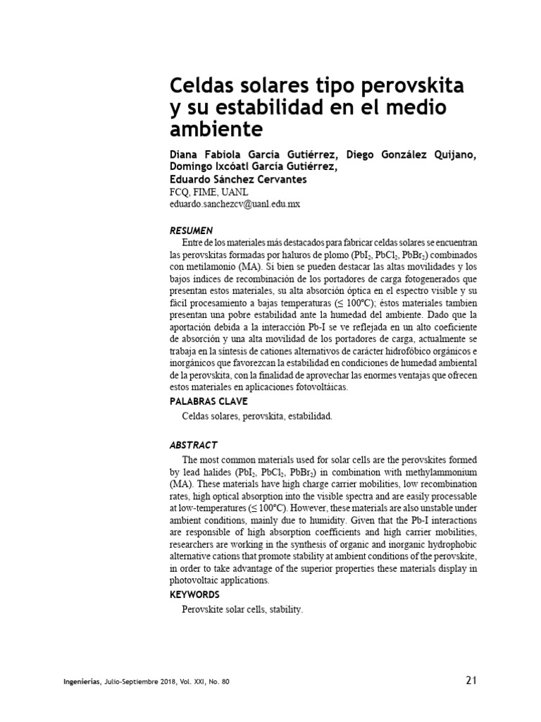 A21 N80 Celdas Solares | PDF | Química | Ciencias fisicas