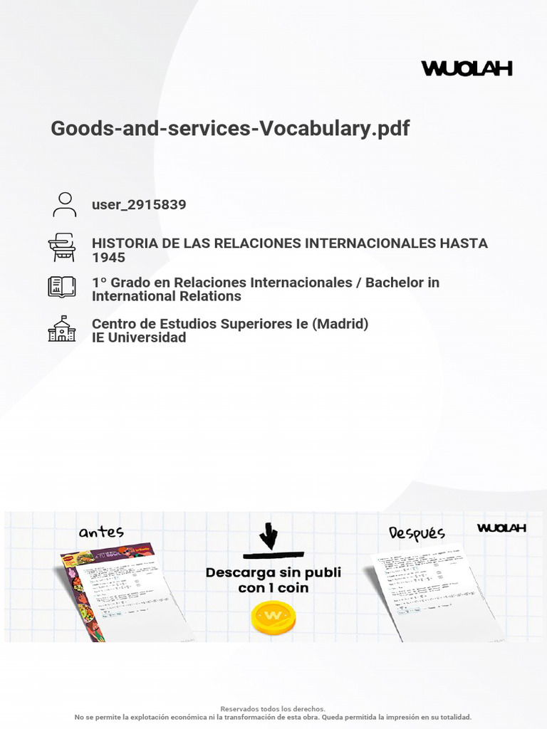 Vocabulario de Bienes y Servicios | PDF | Semántica | Tipología Lingüística