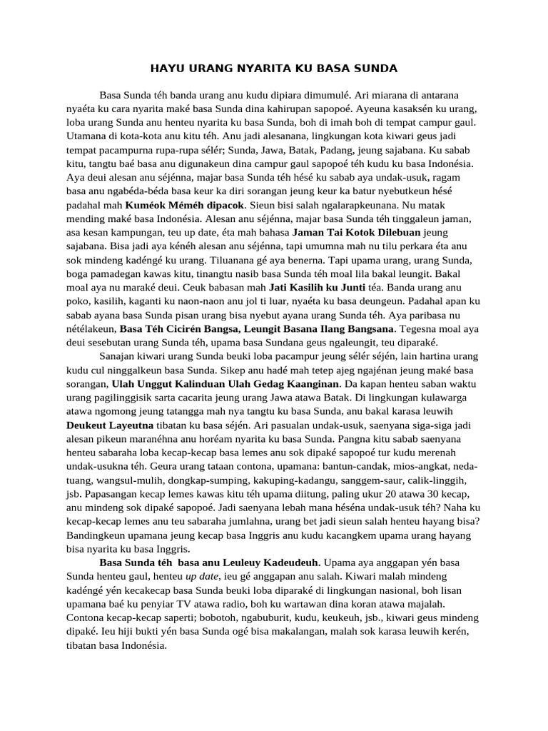 Hayu Urang Nyarita Ku Basa Sunda | PDF