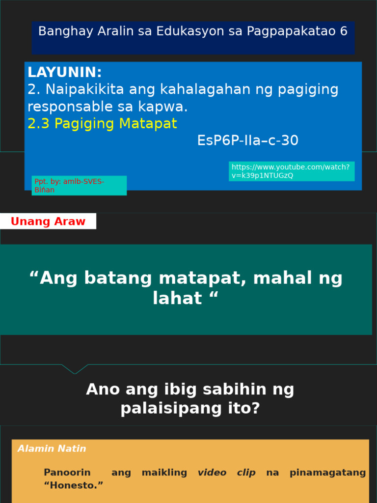 Wk3-Days 1-5 Pagiging Matapat | PDF
