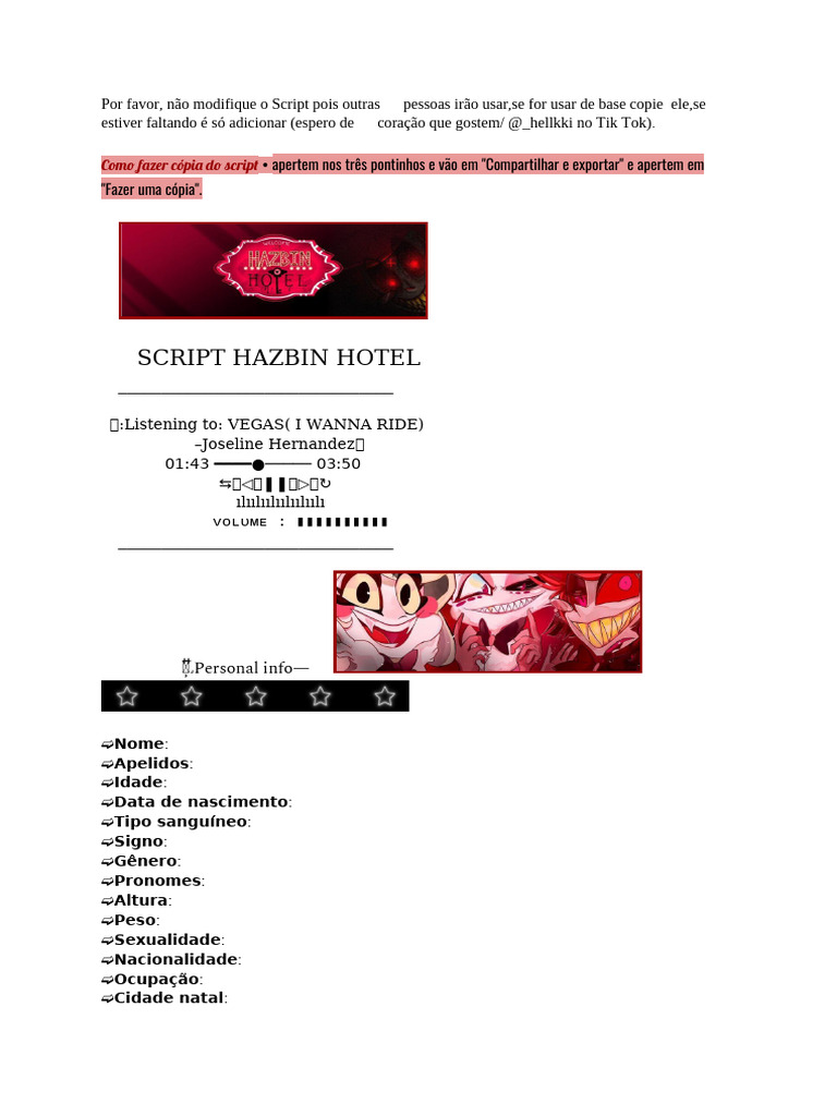 Guia Completo de Script para Hazbin Hotel | PDF | Dinheiro