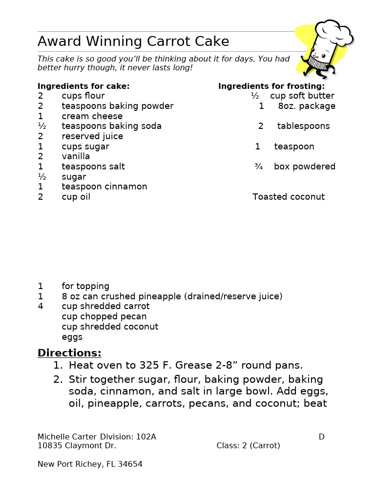 Carrot Cake Recipe | PDF